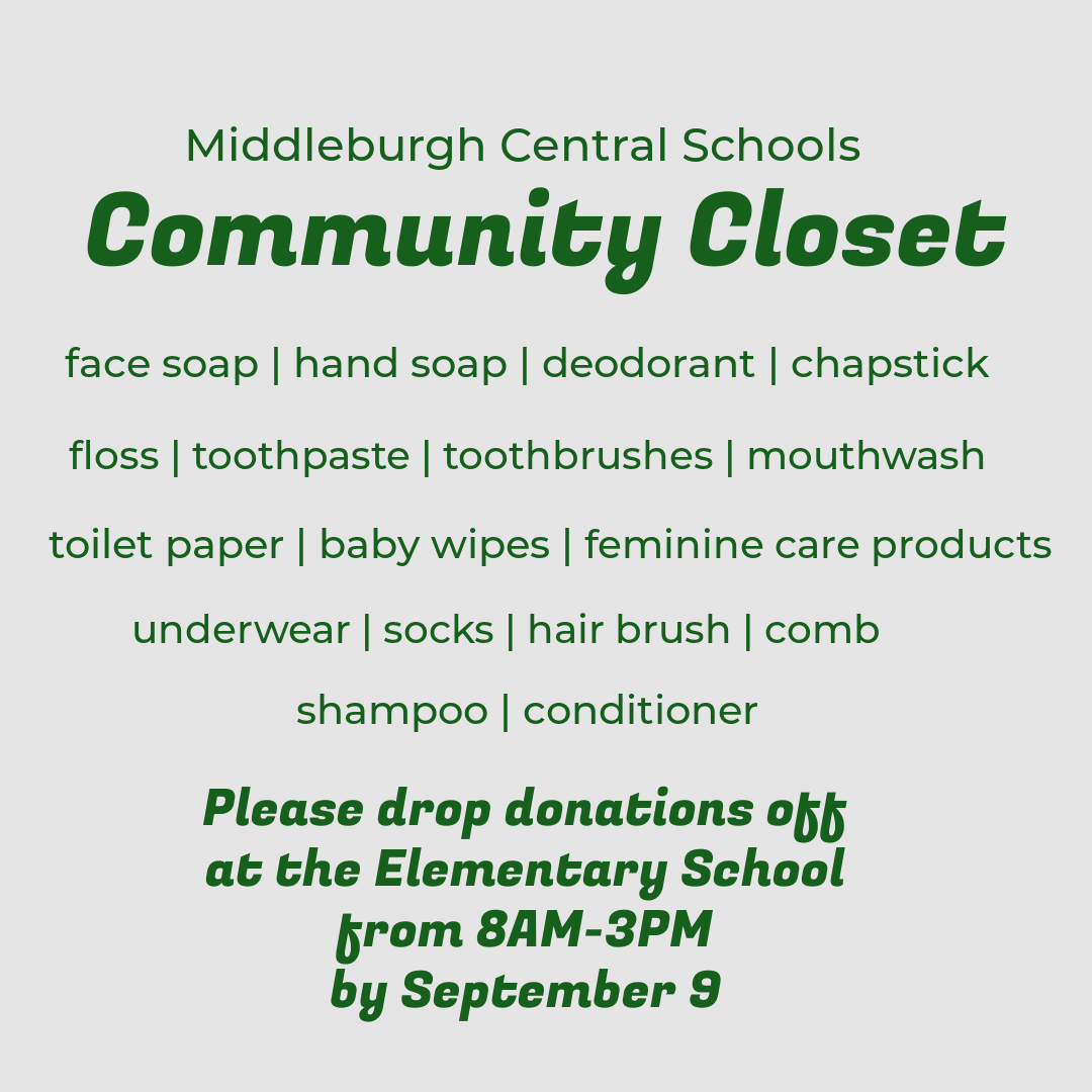 Please Help Us Fill Our Community Closet - Middleburgh Central School ...